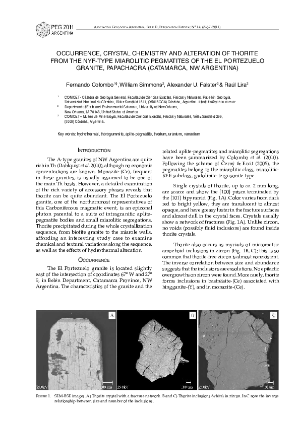 (PDF) Occurrence, Crystal Chemistry and Alteration of Thorite from The ...