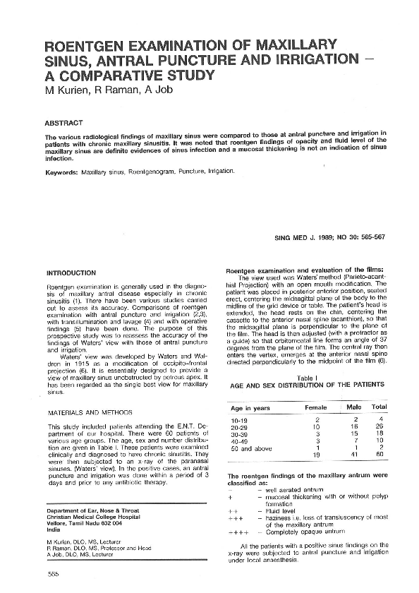 (PDF) Roentgen examination of maxillary sinus, antral puncture and ...