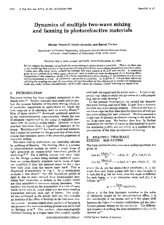 (PDF) Dynamics of multiple two-wave mixing and fanning in ...