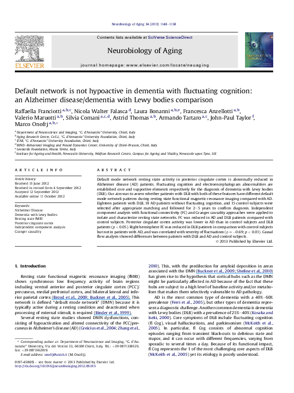 (PDF) Default network is not hypoactive in dementia with fluctuating ...