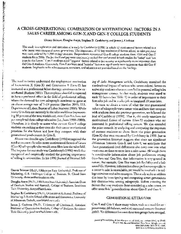 (PDF) A Cross-Generational Comparison of Motivational Factors in a ...