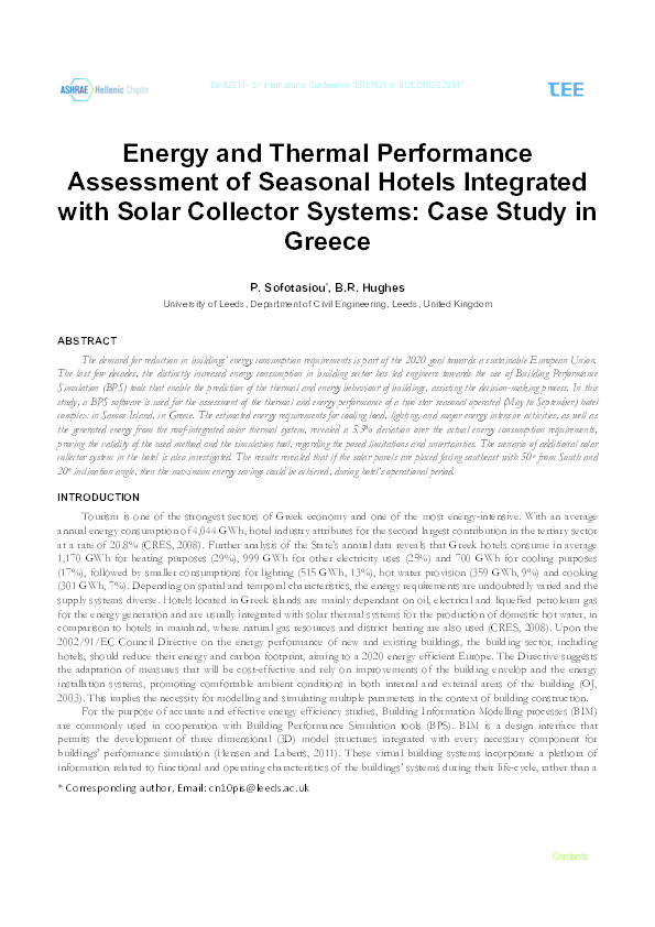 (PDF) Energy and Thermal Performance Assessment of Seasonal Hotels ...