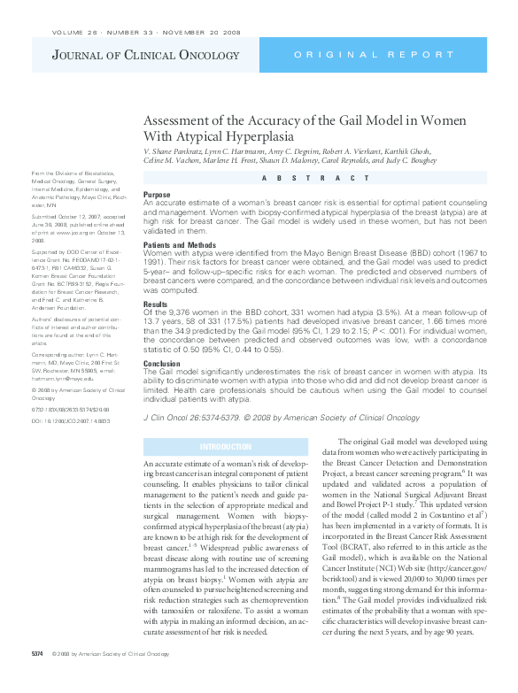 (PDF) Assessment of the Accuracy of the Gail Model in Women With ...