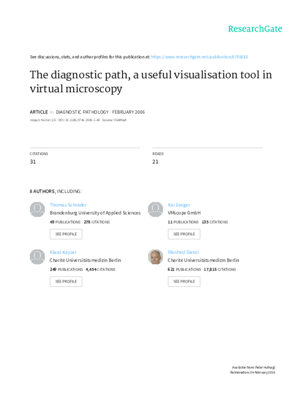(PDF) The diagnostic path, a useful visualisation tool in virtual ...