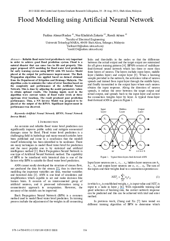 Pdf Flood Modelling Using Artificial Neural Network