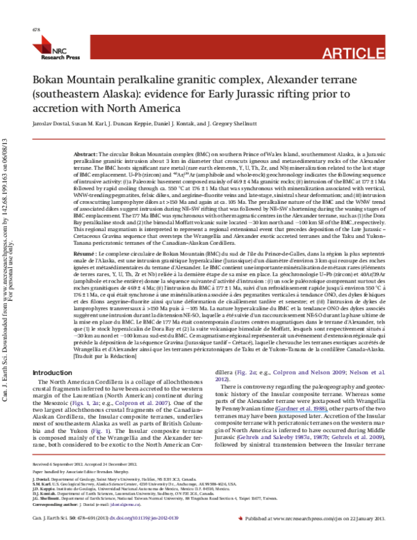 (PDF) Bokan Mountain peralkaline granitic complex, Alexander terrane ...