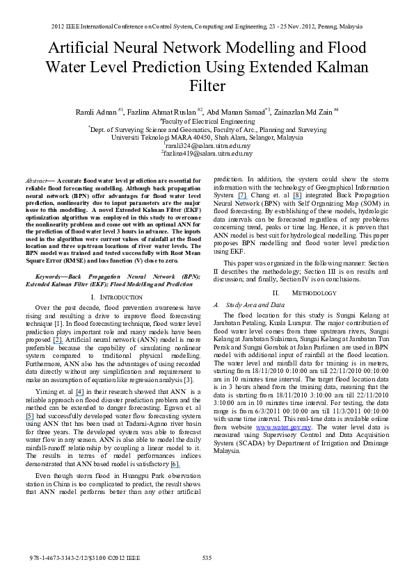 Pdf Artificial Neural Network Modelling And Flood Water Level