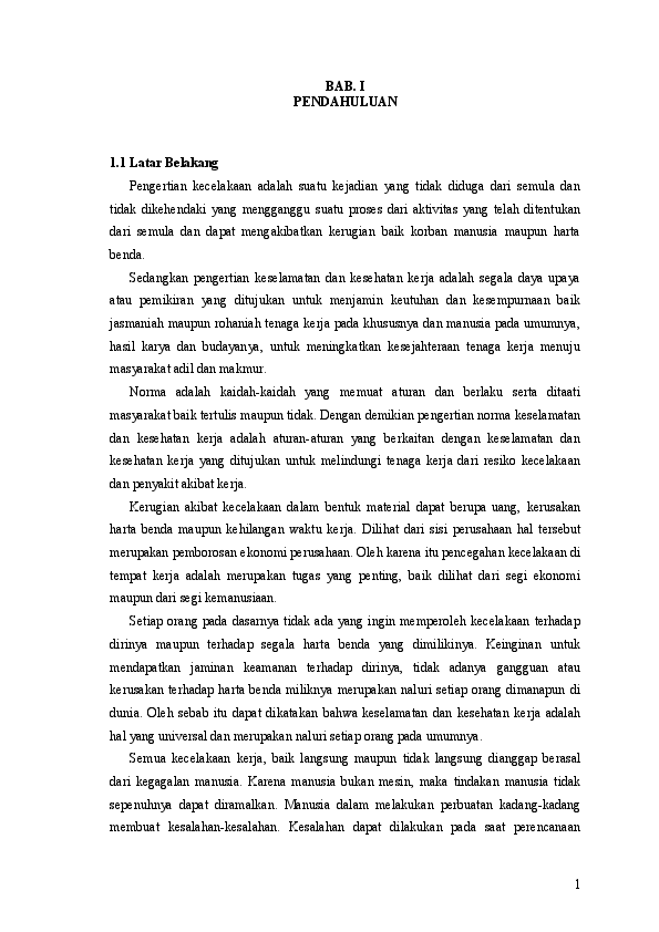 (DOC) BAB. I Pendahuluan k3