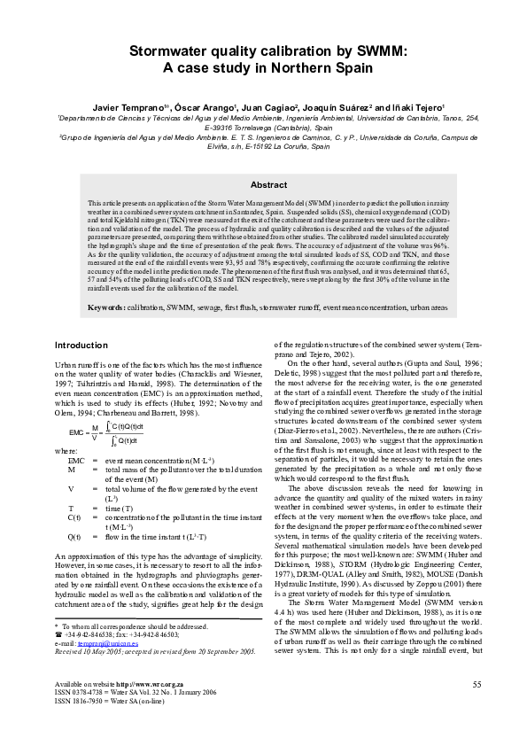 (PDF) Stormwater quality calibration by SWMM: A case study in Northern ...