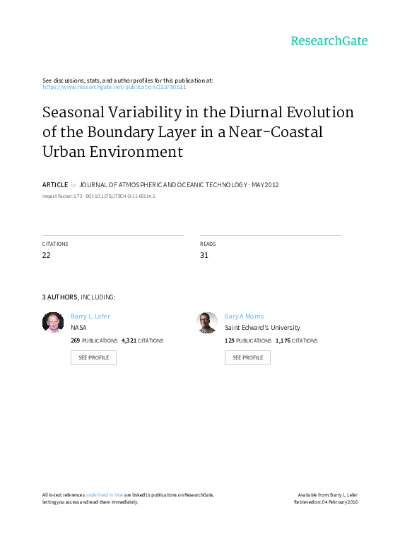 (PDF) Seasonal Variability in the Diurnal Evolution of the Boundary ...