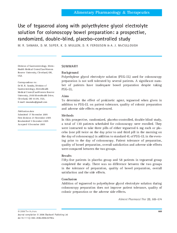 (PDF) Use of tegaserod along with polyethylene glycol electrolyte ...