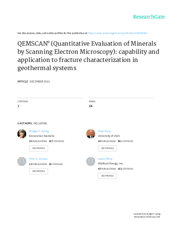 (PDF) QEMSCAN° (Quantitative Evaluation of Minerals by Scanning ...