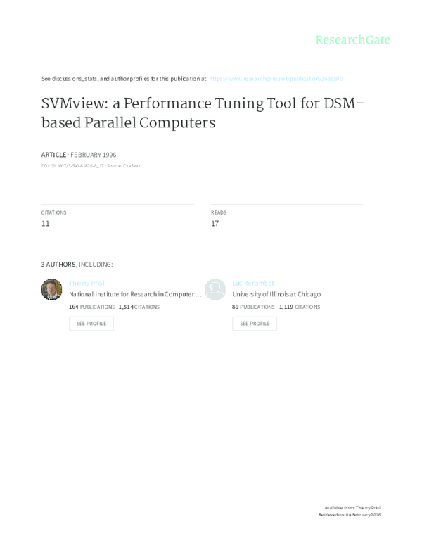 (PDF) SVMview: A performance tuning tool for DSM-based parallel computers
