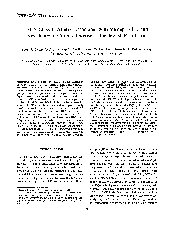 (PDF) HLA class II alleles associated with susceptibility and ...