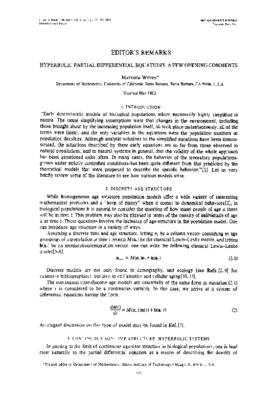 Pdf Hyperbolic Partial Differential Equations A Few Opening Comments