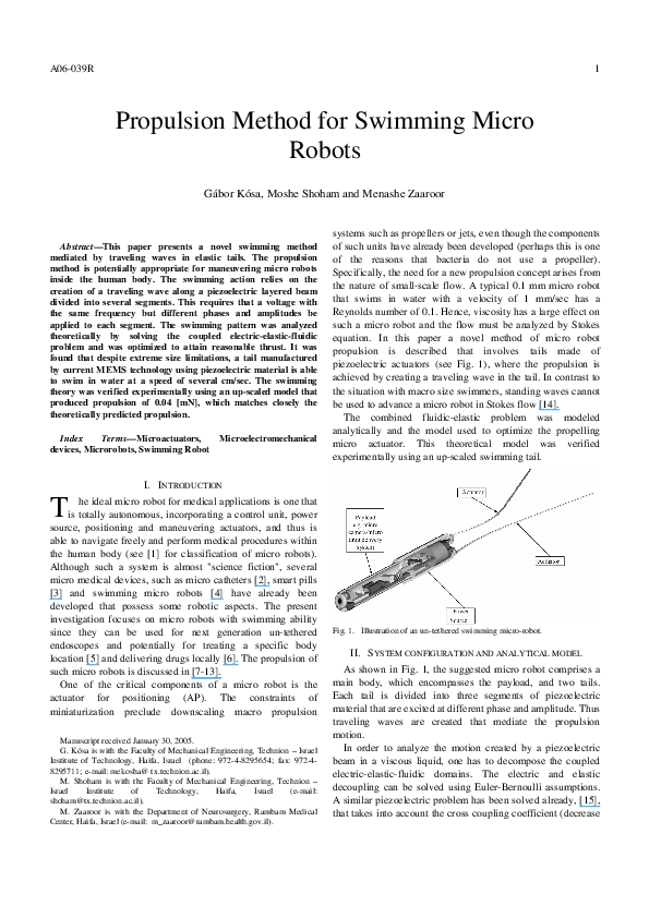 (PDF) Propulsion Method for Swimming Microrobots