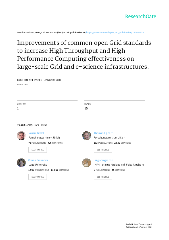 (PDF) Improvements of common open Grid standards to increase High Throughput and High ...