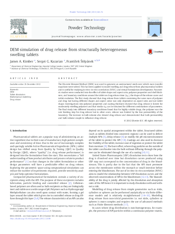 (PDF) DEM simulation of drug release from structurally heterogeneous ...
