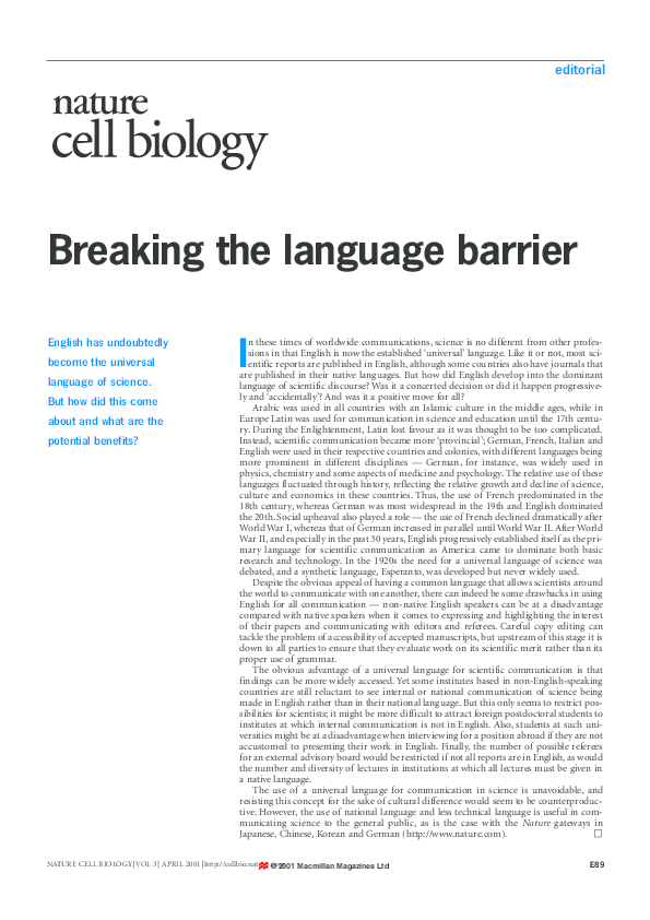 (PDF) Breaking the language barrier
