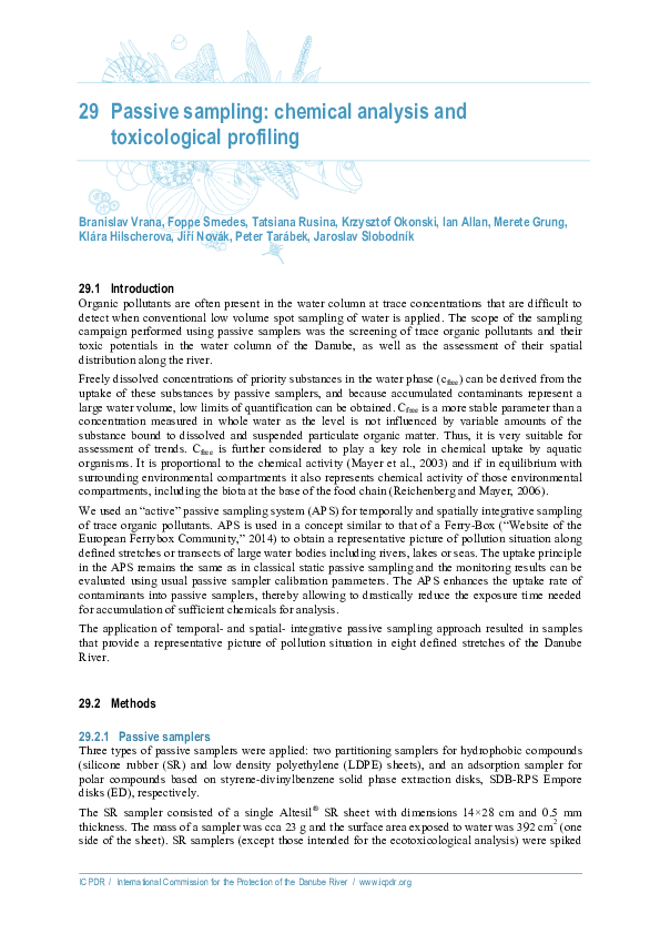 (PDF) Passive sampling: chemical analysis and toxicological profiling