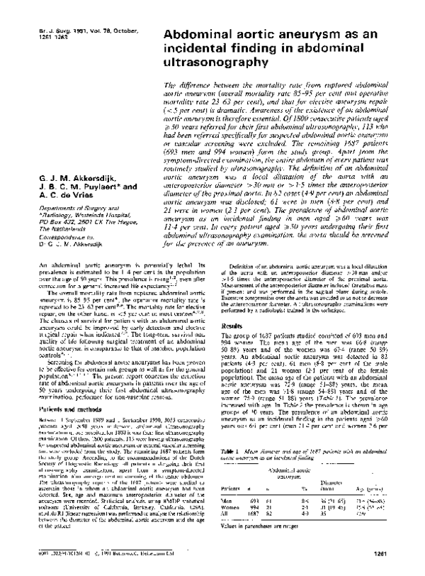 (PDF) [Abdominal aortic aneurysm as incidental finding in echographic ...