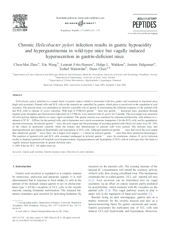 (PDF) Chronic Helicobacter pylori infection results in gastric ...