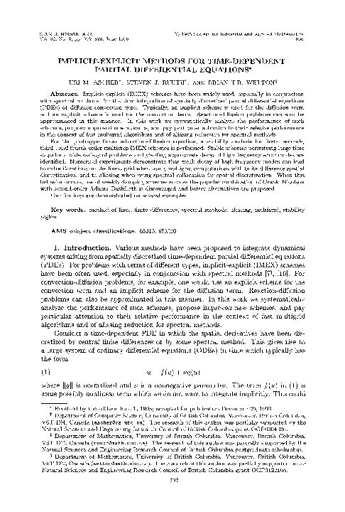 Pdf Implicit Explicit Runge Kutta Methods For Time Dependent Partial Differential Equations