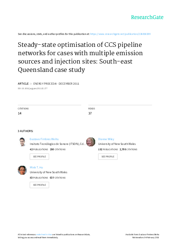(PDF) Steady-state optimisation of CCS pipeline networks for cases with multiple emission ...