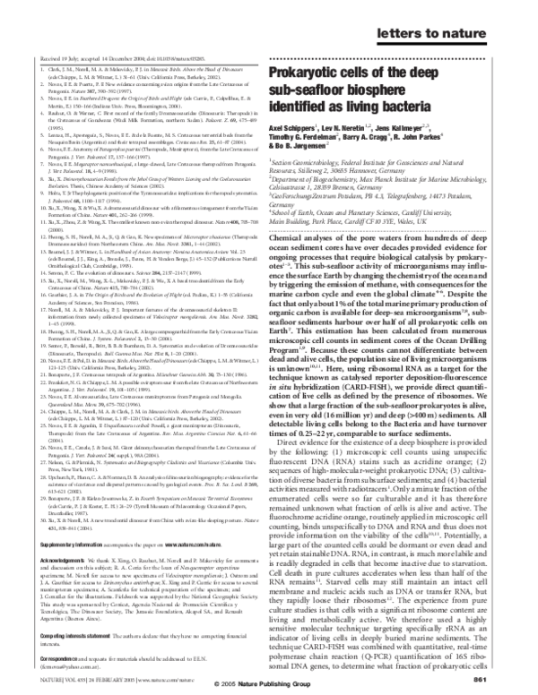 (PDF) Prokaryotic cells of the deep sub-seafloor biosphere identified ...