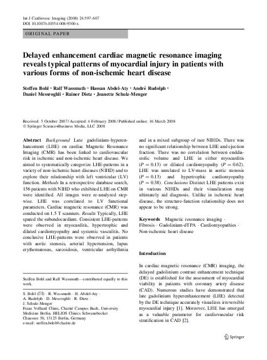(PDF) Delayed enhancement cardiac magnetic resonance imaging reveals ...