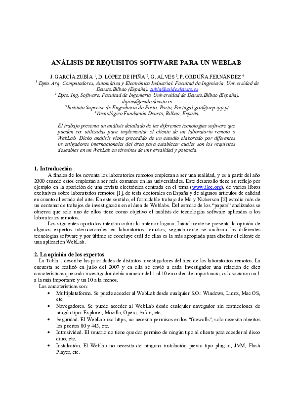 (PDF) Análisis de requisitos software para un WebLab