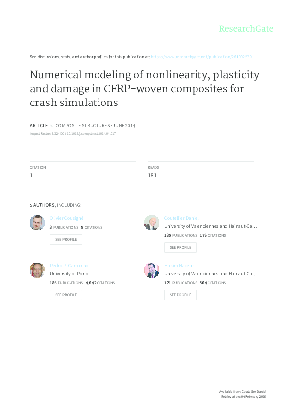 (PDF) Numerical modeling of nonlinearity, plasticity and damage in CFRP ...