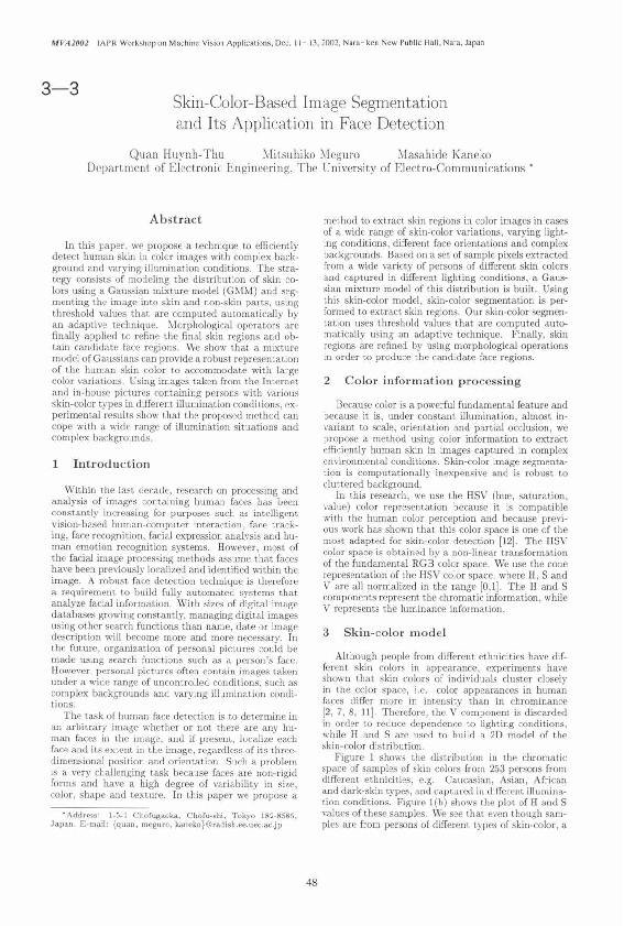 Skin Color Based Image Segmentation And Its Application In Face Detection