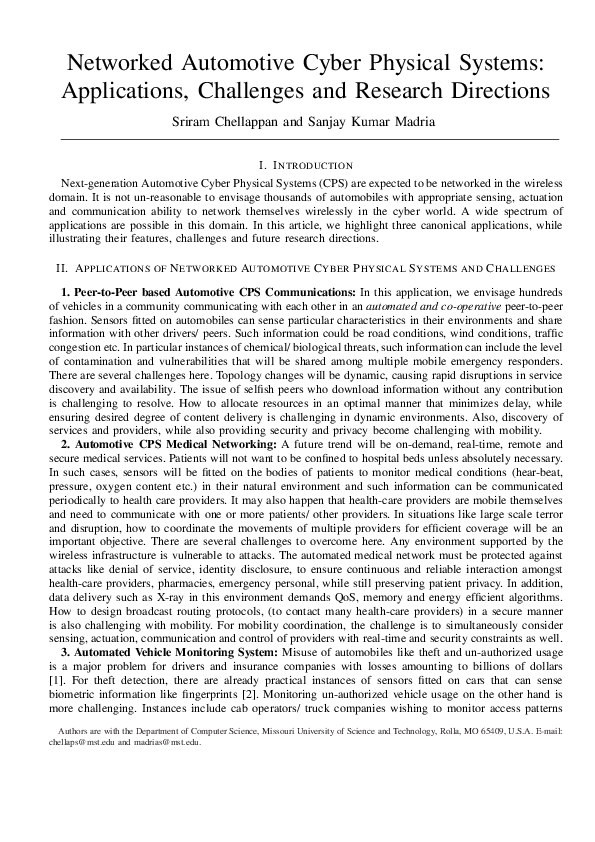 (PDF) Networked Automotive Cyber Physical Systems: Applications ...