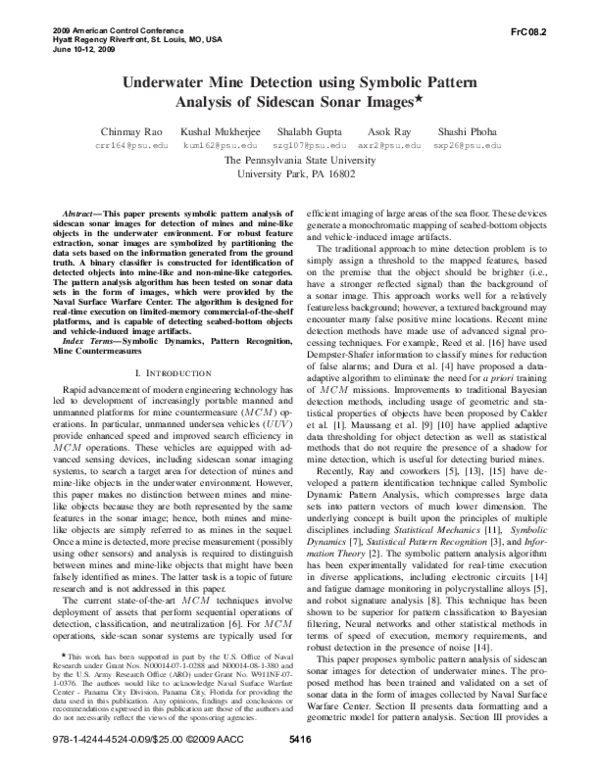 Pdf Underwater Mine Detection Using Symbolic Pattern Analysis Of