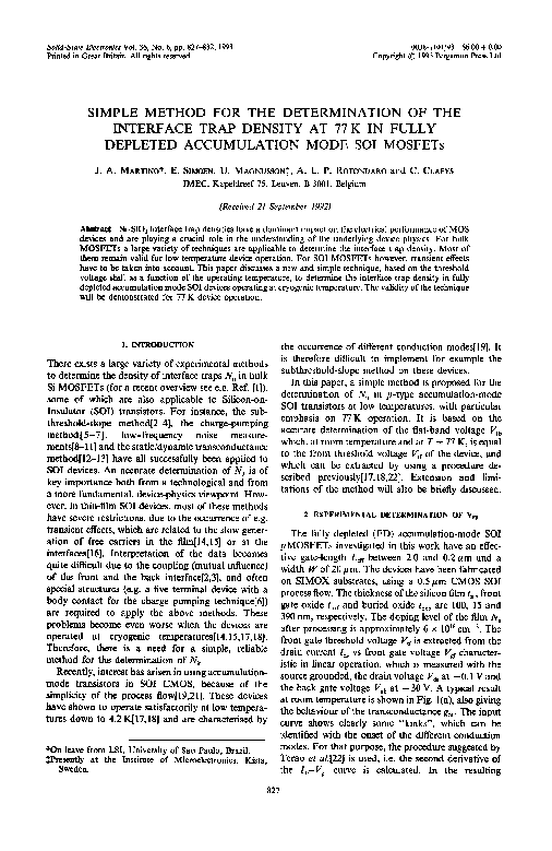 (PDF) Simple Method for Determination of the Interface Trap Density at the Midgap in MOS Structures