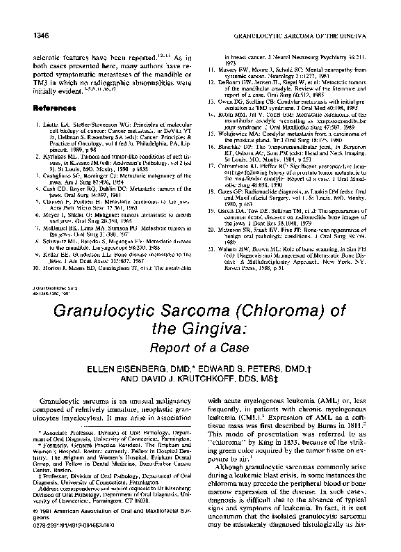(PDF) Myeloid sarcoma, a rarity of the head and neck region - A case ...