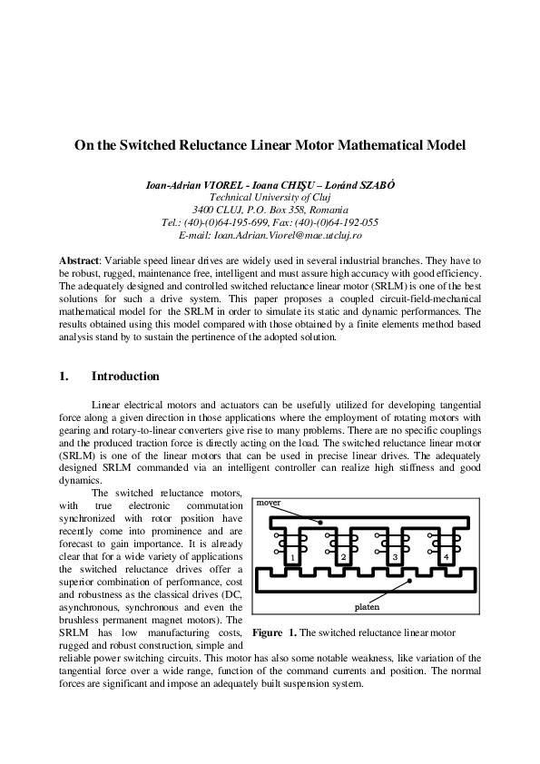On The Switched Reluctance Linear Motor Mathematical Model