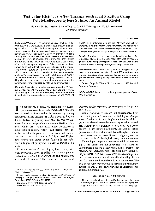(PDF) Testicular histology after transparenchymal fixation using ...