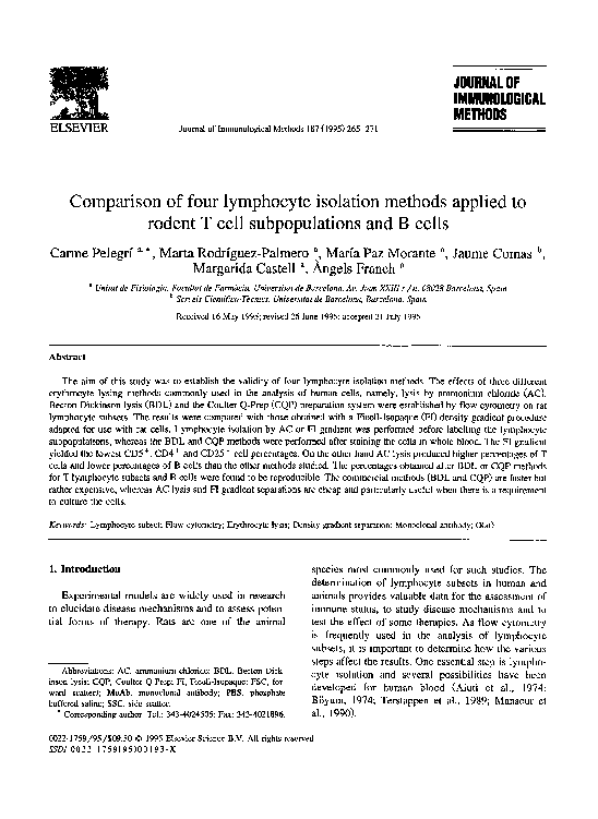 (PDF) Comparison of four lymphocyte isolation methods applied to rodent ...