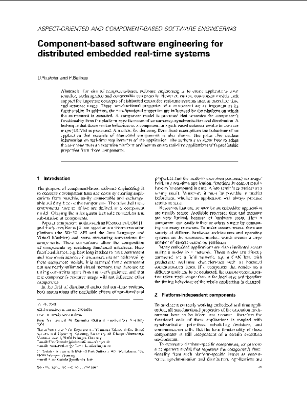 Pdf Component Based Software Engineering For Distributed Embedded Real Time Systems