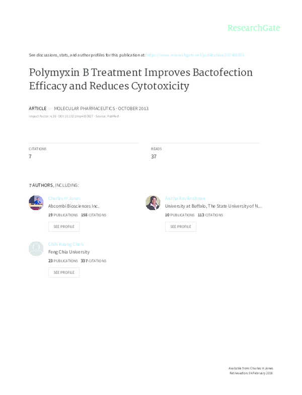 (PDF) Polymyxin B Treatment Improves Bactofection Efficacy and Reduces ...