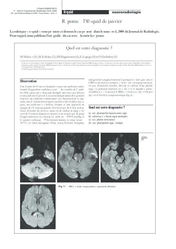 (PDF) Quel est votre diagnostic