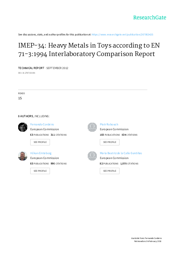 (PDF) IMEP-34: Heavy Metals in Toys according to EN 71-3:1994 ...