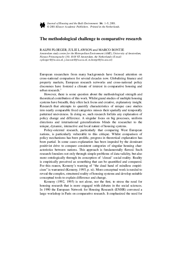 (PDF) The methodological challenge to comparative research