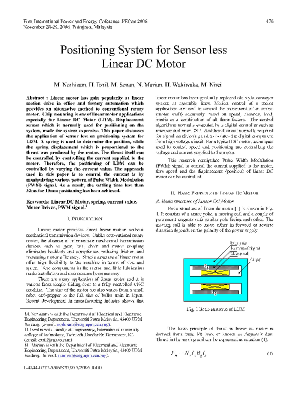 (PDF) Positioning System for Sensor less Linear DC Motor