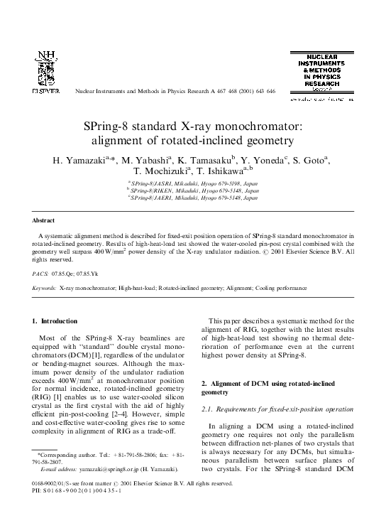 (PDF) SPring-8 standard X-ray monochromator
