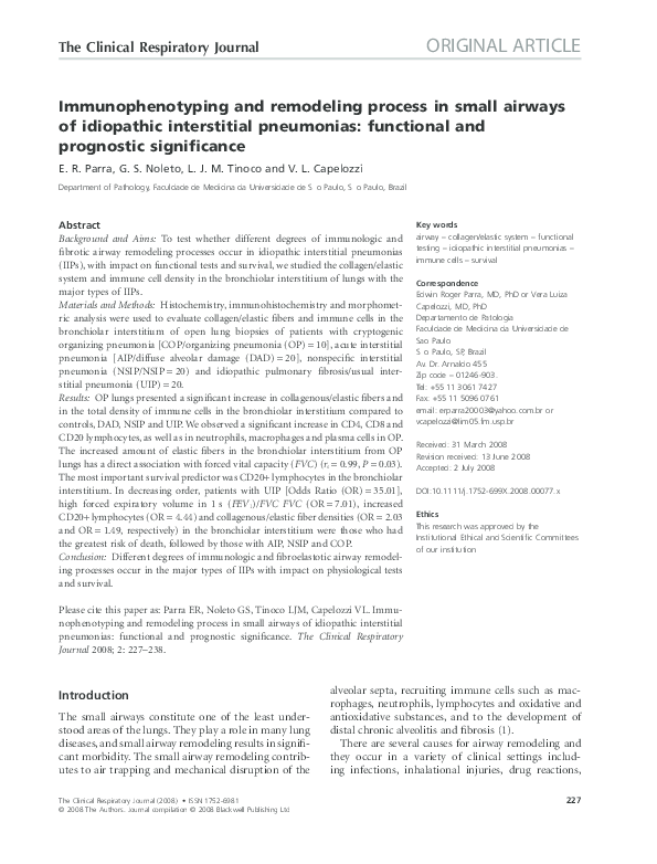 (PDF) Immunophenotyping and remodeling process in small airways of ...