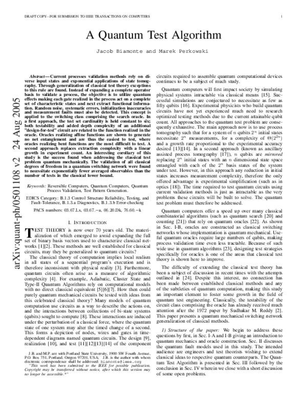 (PDF) A Quantum Test Algorithm