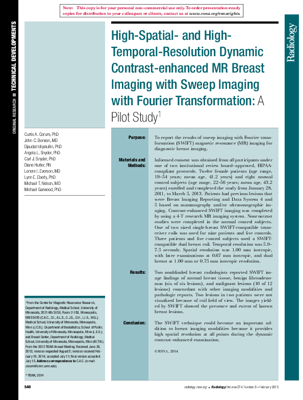 Pdf High Spatial And High Temporal Resolution Dynamic Contrast